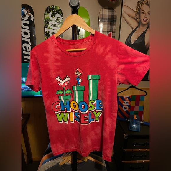 Nickelodeon | Shirts | Mario Choose Wisely Reverse Dye | Poshmark